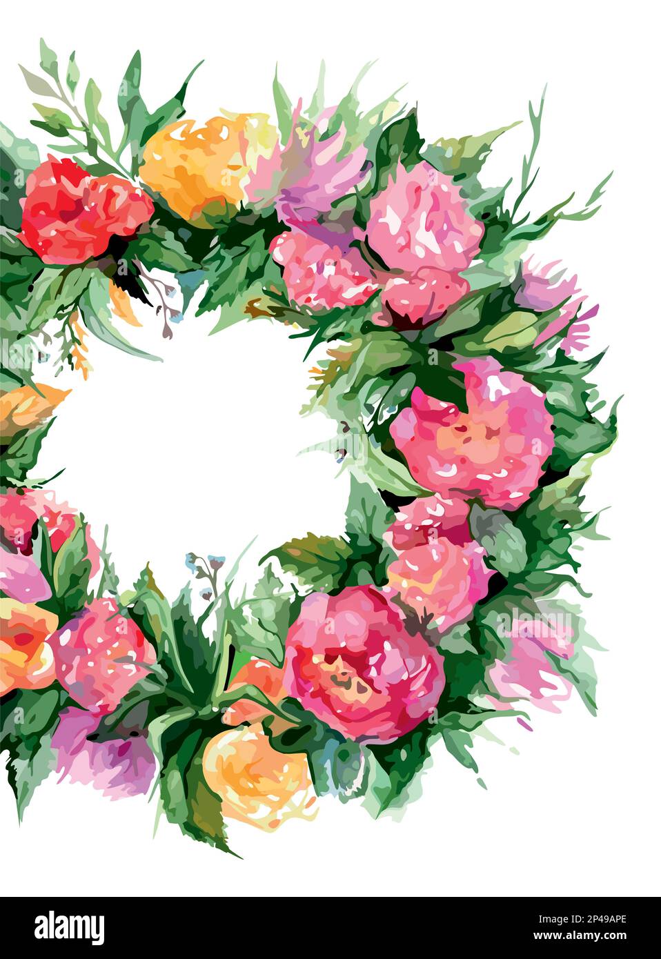 Watercolor flower floral romantic wreath frame illustration isolated ...