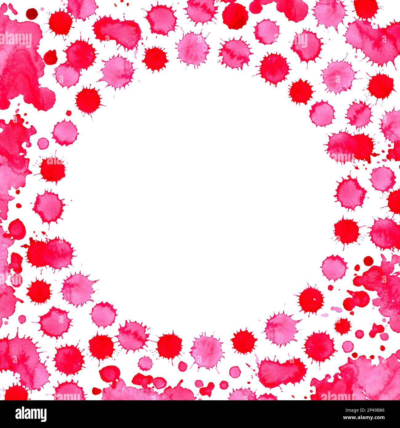 Watercolor bright pink spot texture frame border background Stock Photo ...