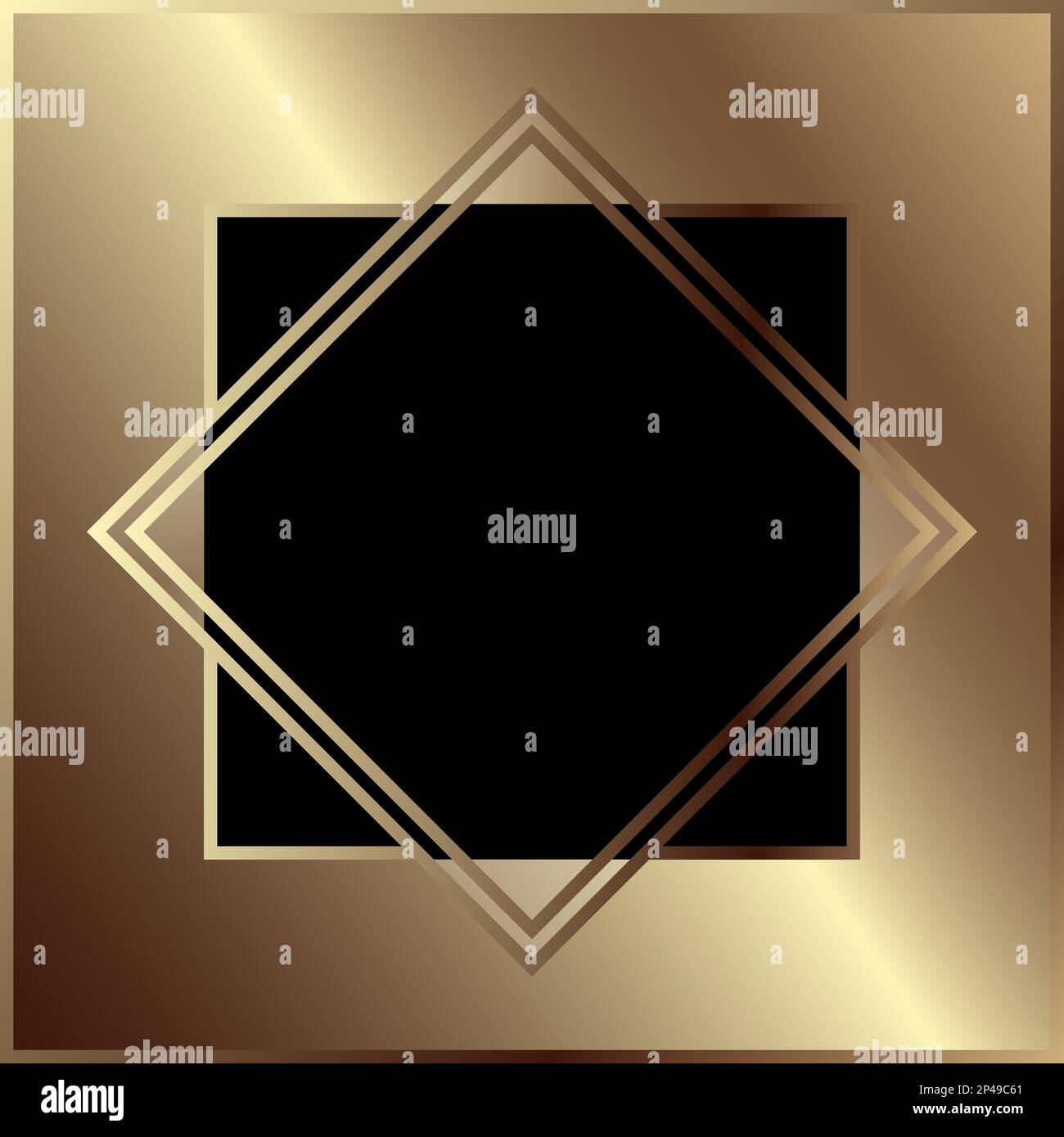 Art deco golden geometric metal frame border retro vintage sample ...