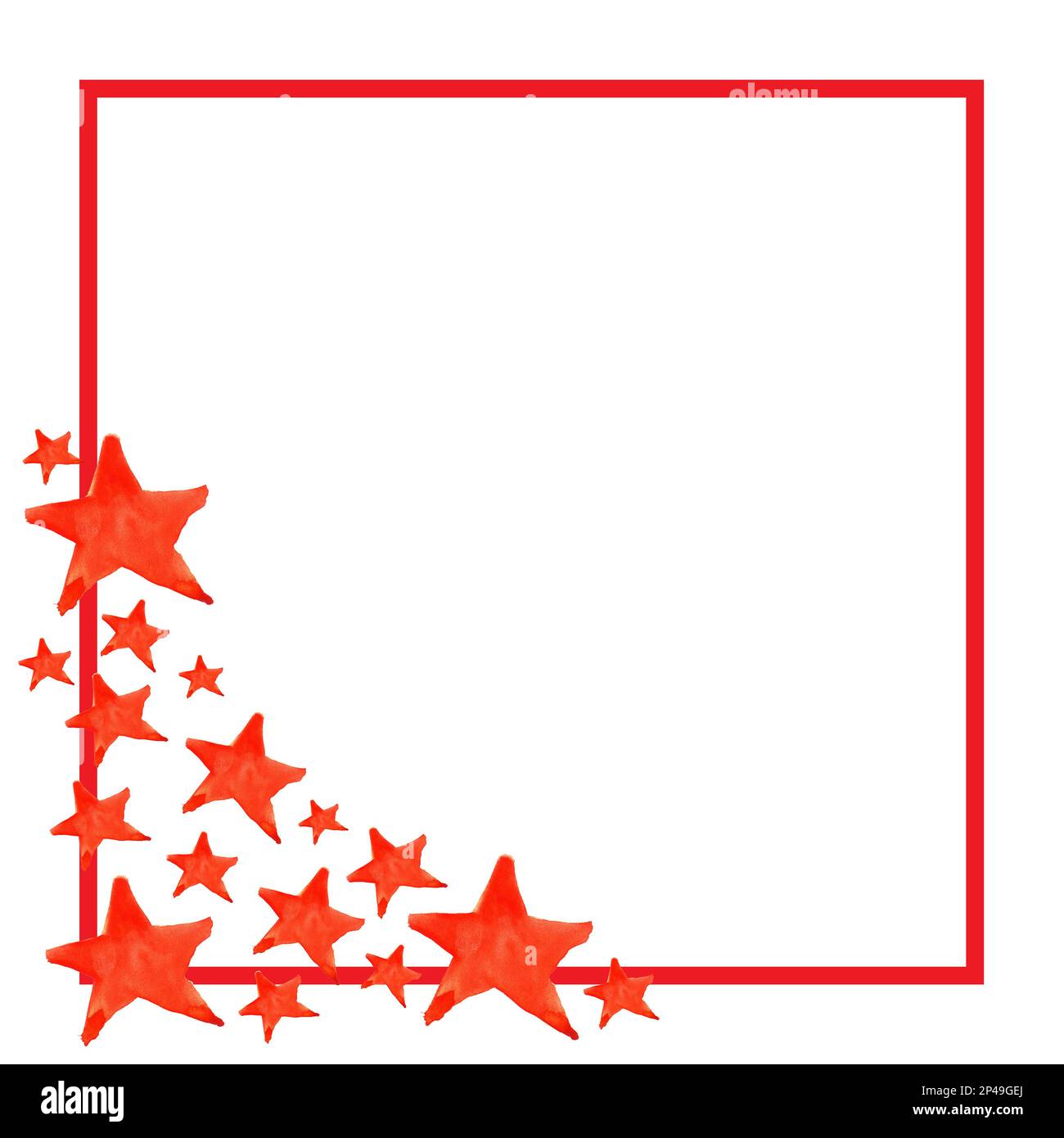 Watercolor five pointed star symbol frame template background Stock ...