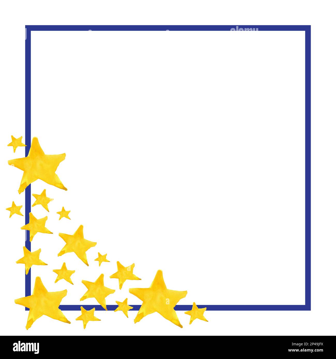 Watercolor five pointed star symbol frame template background Stock ...