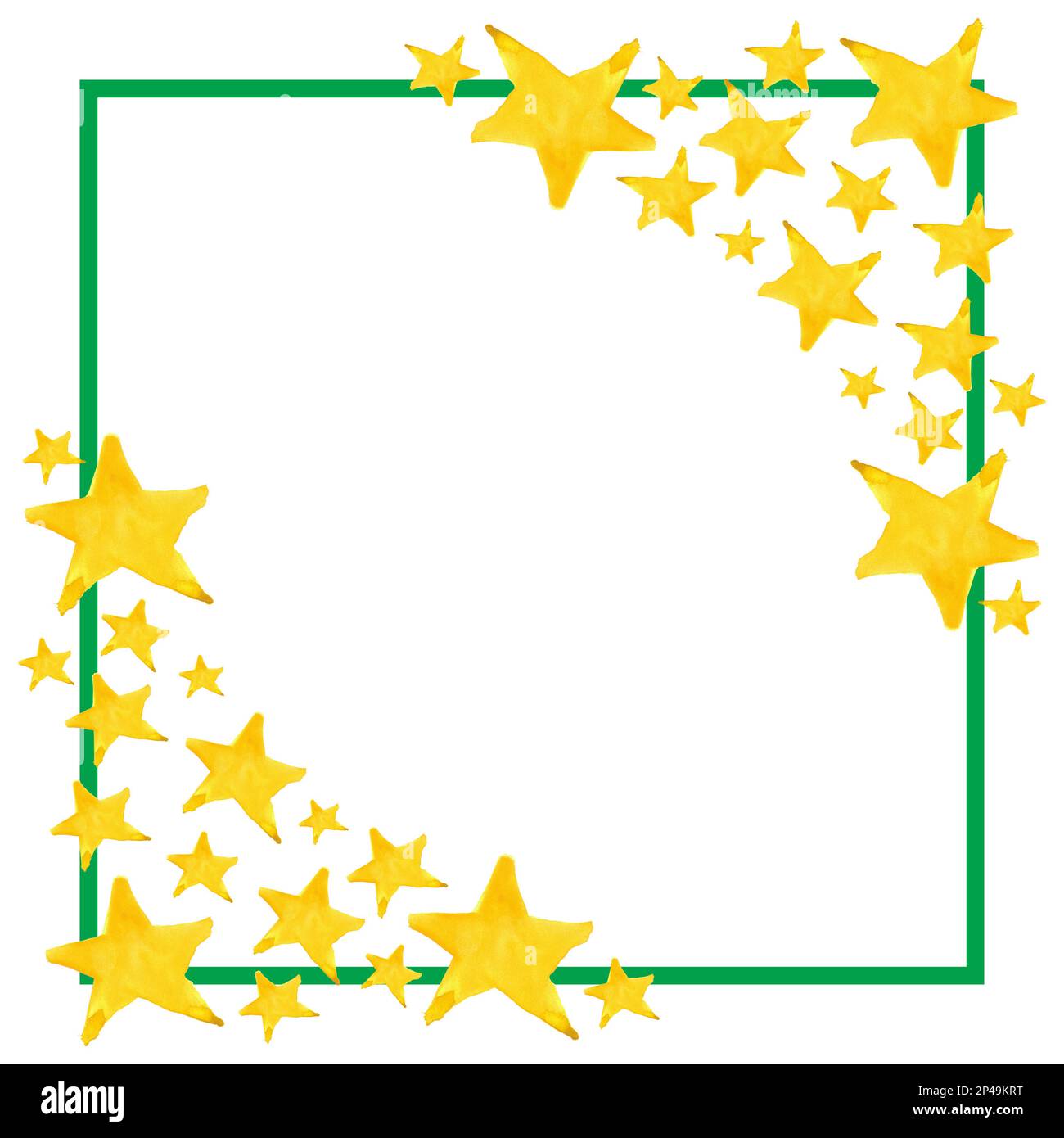 Watercolor five pointed star symbol frame template background Stock ...