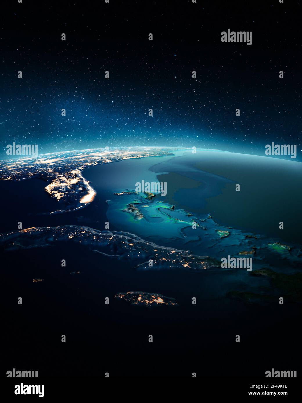 Caribbean Atlantic from space. Elements of this image furnished by NASA ...