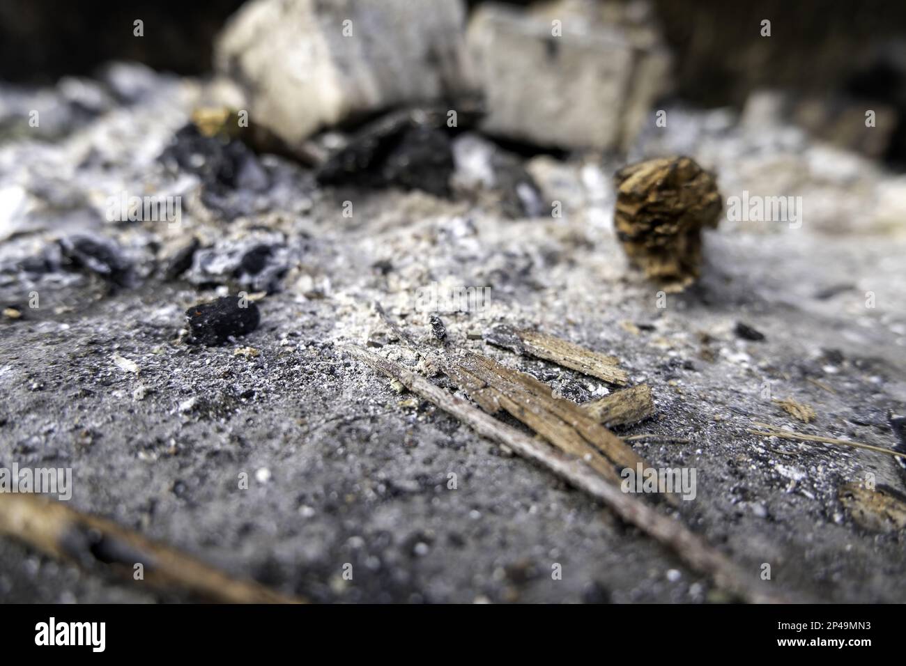 Detail of carbon burned and extinguished in a barbecue, ashes Stock ...