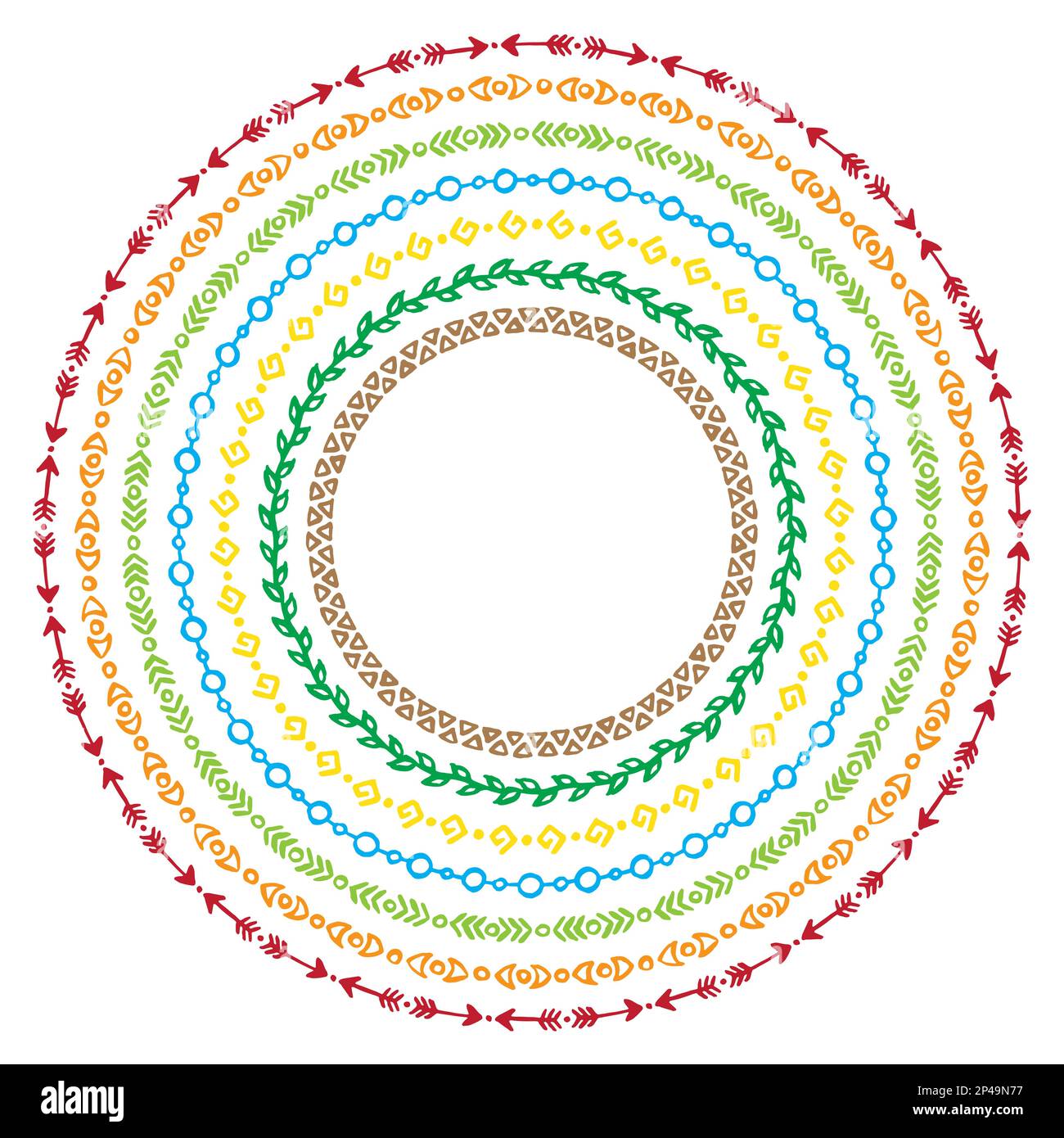 Colorful rainbow ethnic tribal frame wreath vector Stock Vector Image ...