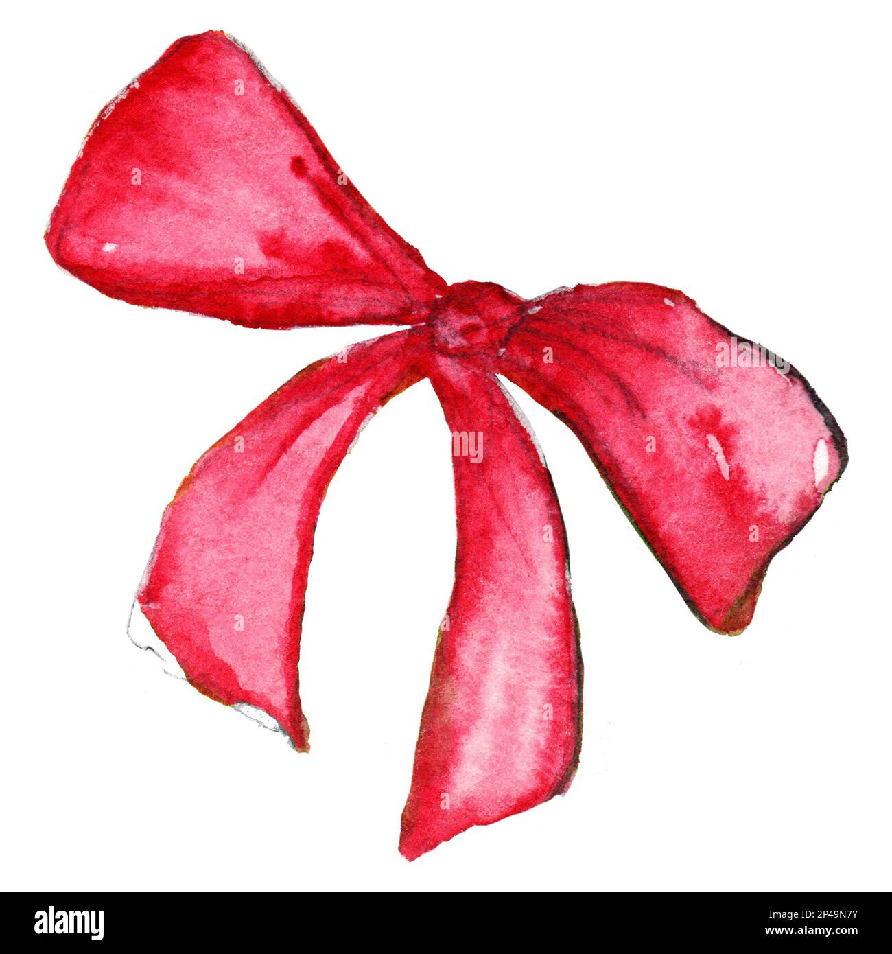Watercolor red scarlet bow tape ribbon isolated art Stock Photo - Alamy
