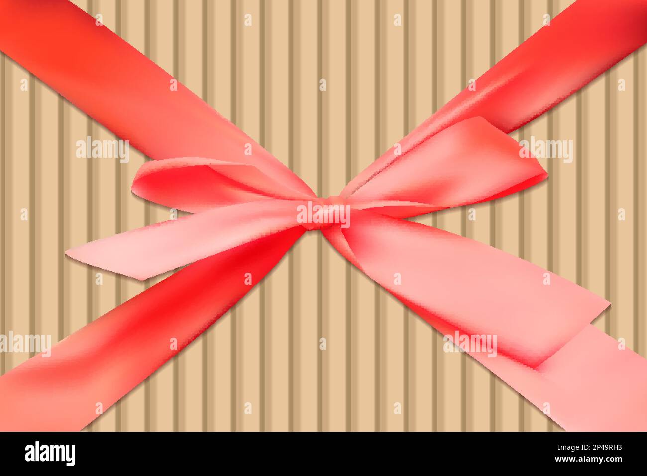 Realistic 3D red scarlet bow tape ribbon cardboard gift box vector ...