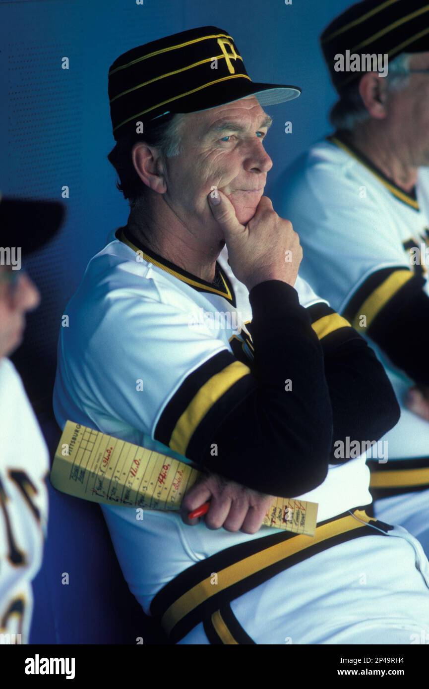 Pittsburgh Pirates Chuck Tanner(20) on the bench during a game from the ...