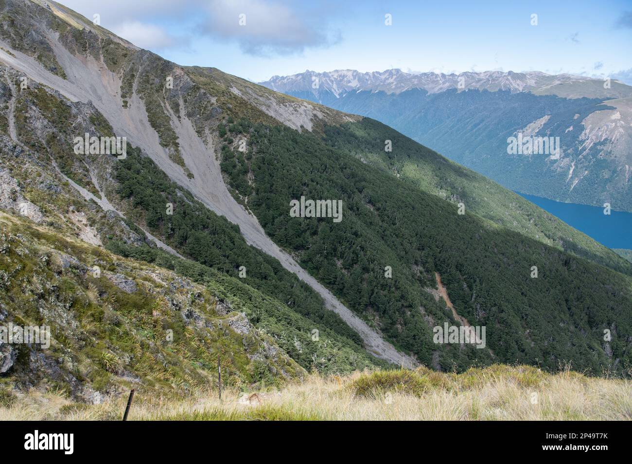 The rugged landscape of the St Arnaud range of the Southern Alps in ...