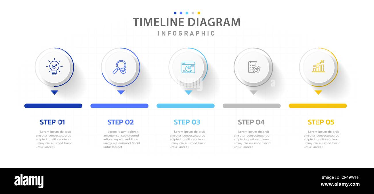 Infographic template for business. 5 Steps Modern Timeline diagram ...
