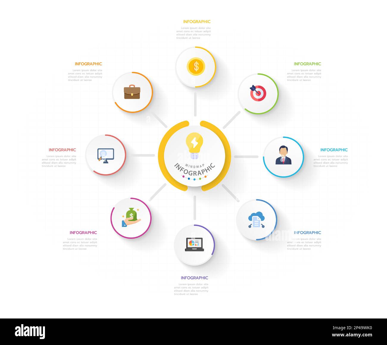 Infographic template for business. 8 Steps Modern Mindmap diagram with ...