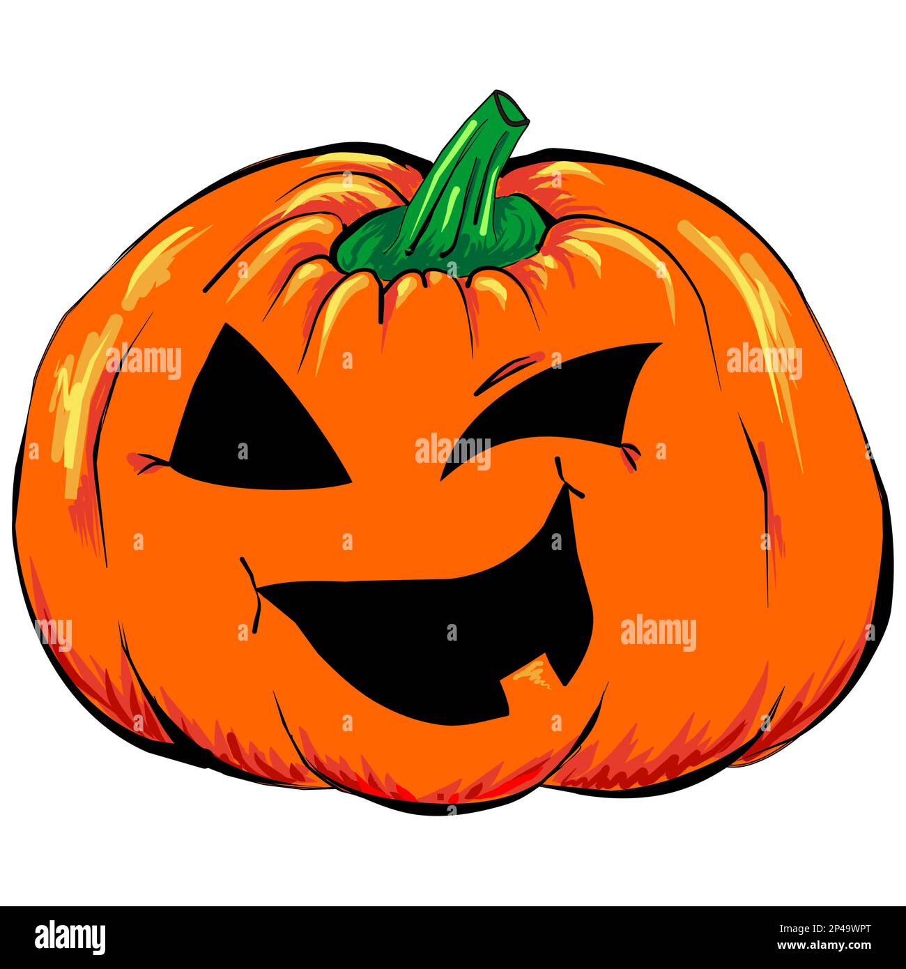 Halloween creepy Jack-o-lantern pumpkin vegetable isolated vector Stock ...