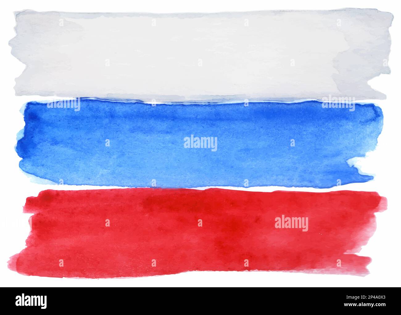 Watercolor Russia Russian flag 3 three color vector isolated Stock ...