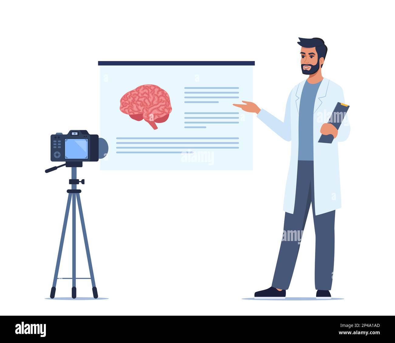 Doctor gives a training lecture about anatomy on camera. Doctor ...