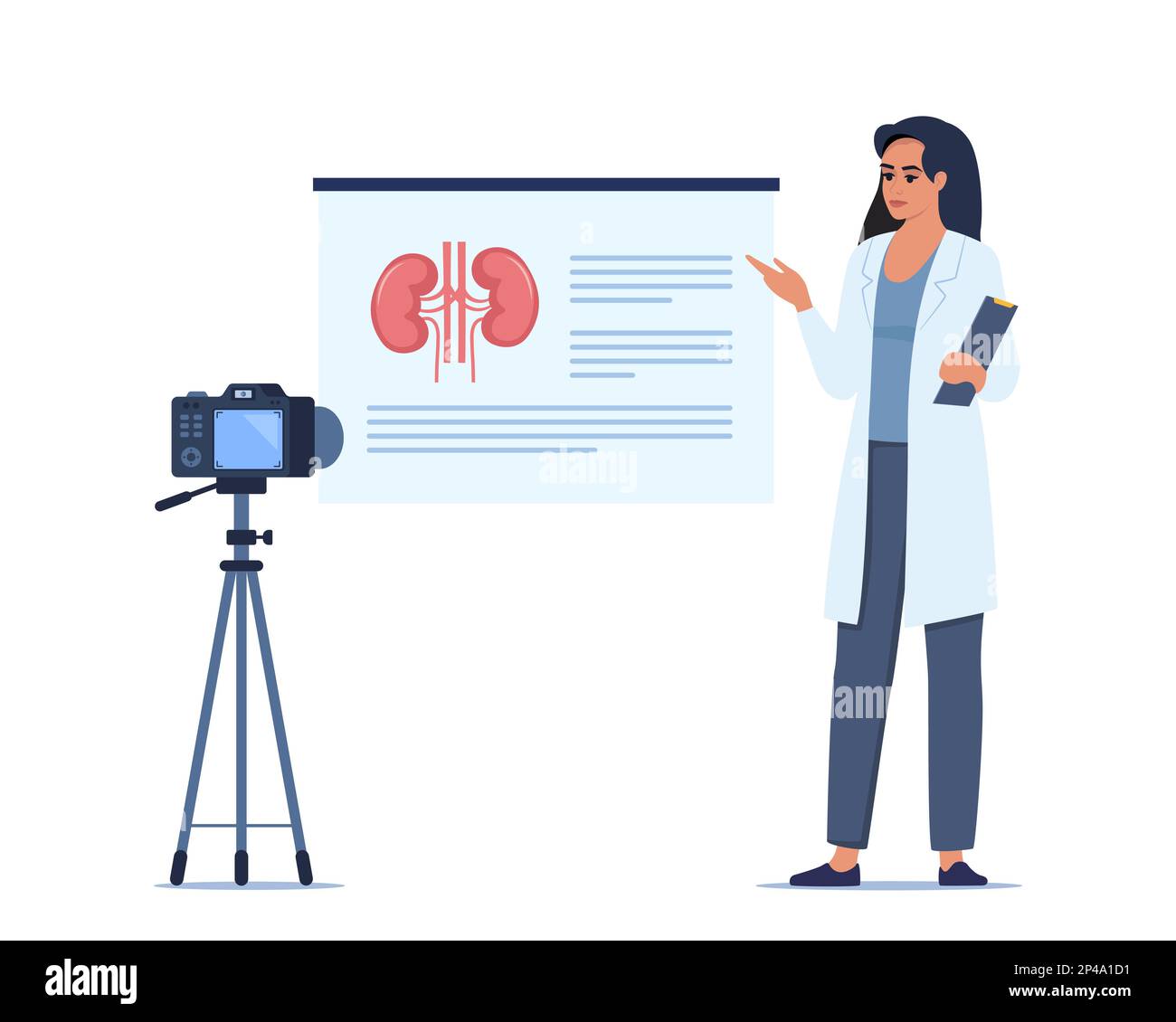 Doctor gives a training lecture about anatomy on camera. Doctor ...