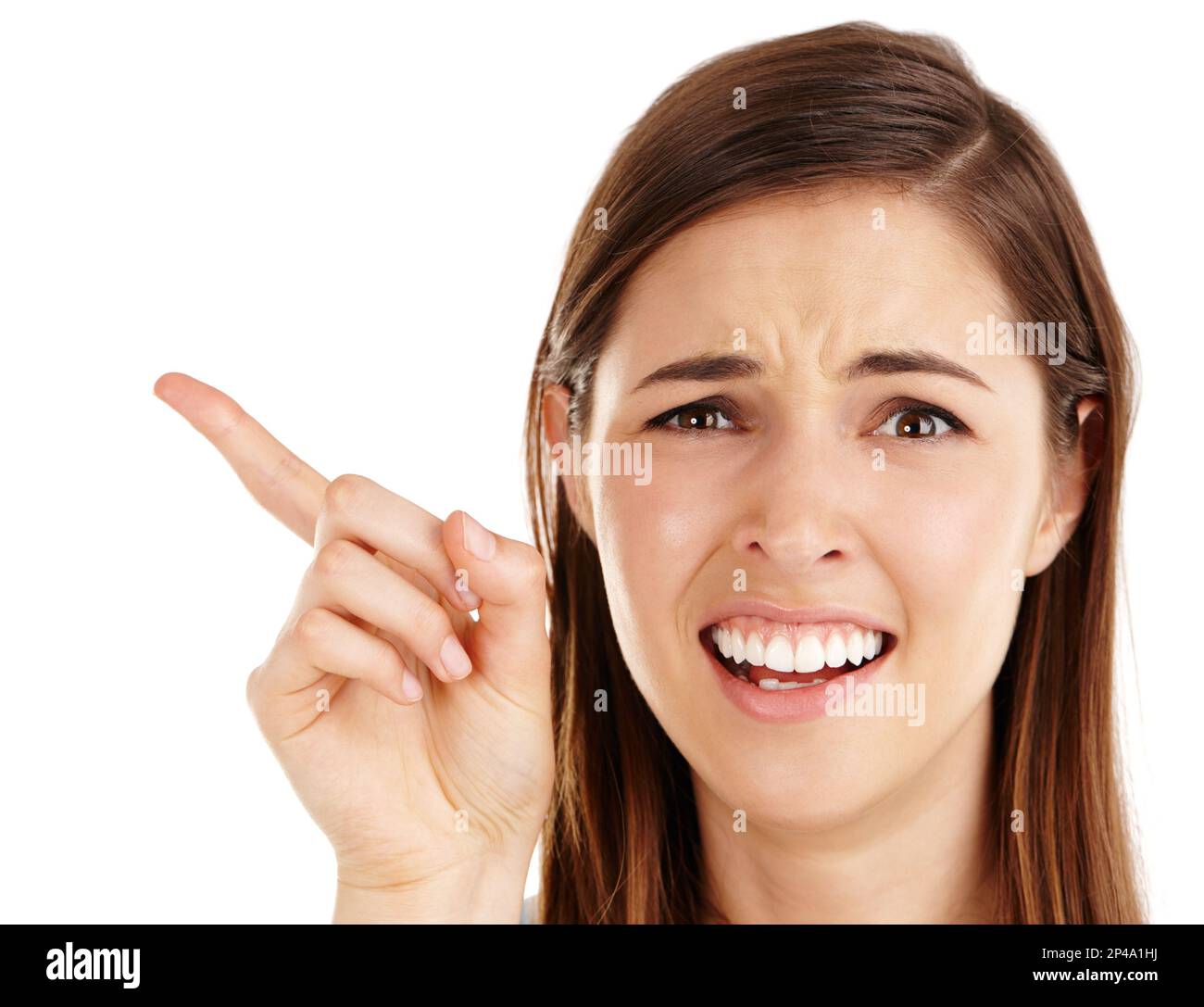 Did you see what I just saw. Studio shot of a beautiful young woman ...