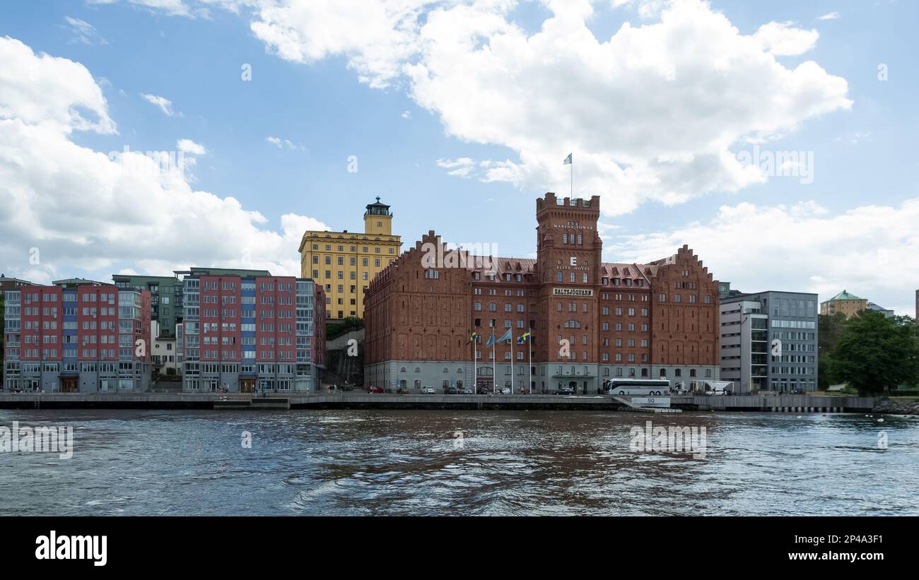 View of Saltsjökvarn, a former mill industry facility in the area of ...