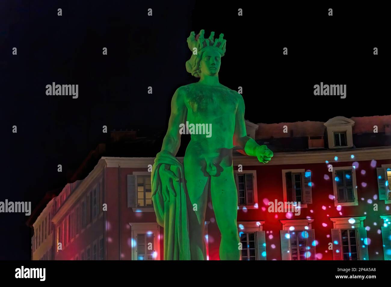 Green Apollo Statue Sun Fountain Plaza Massena Christmas Decorations ...