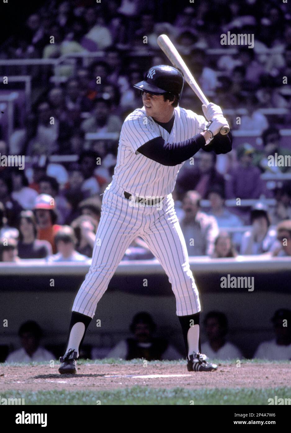 New York Yankees Bobby Mercer(2) in action during a game from his 1982 ...