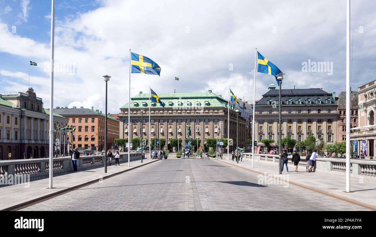Architectural detail of Helgeandsholmen, a small island in central Stockholm, Sweden, part of ...