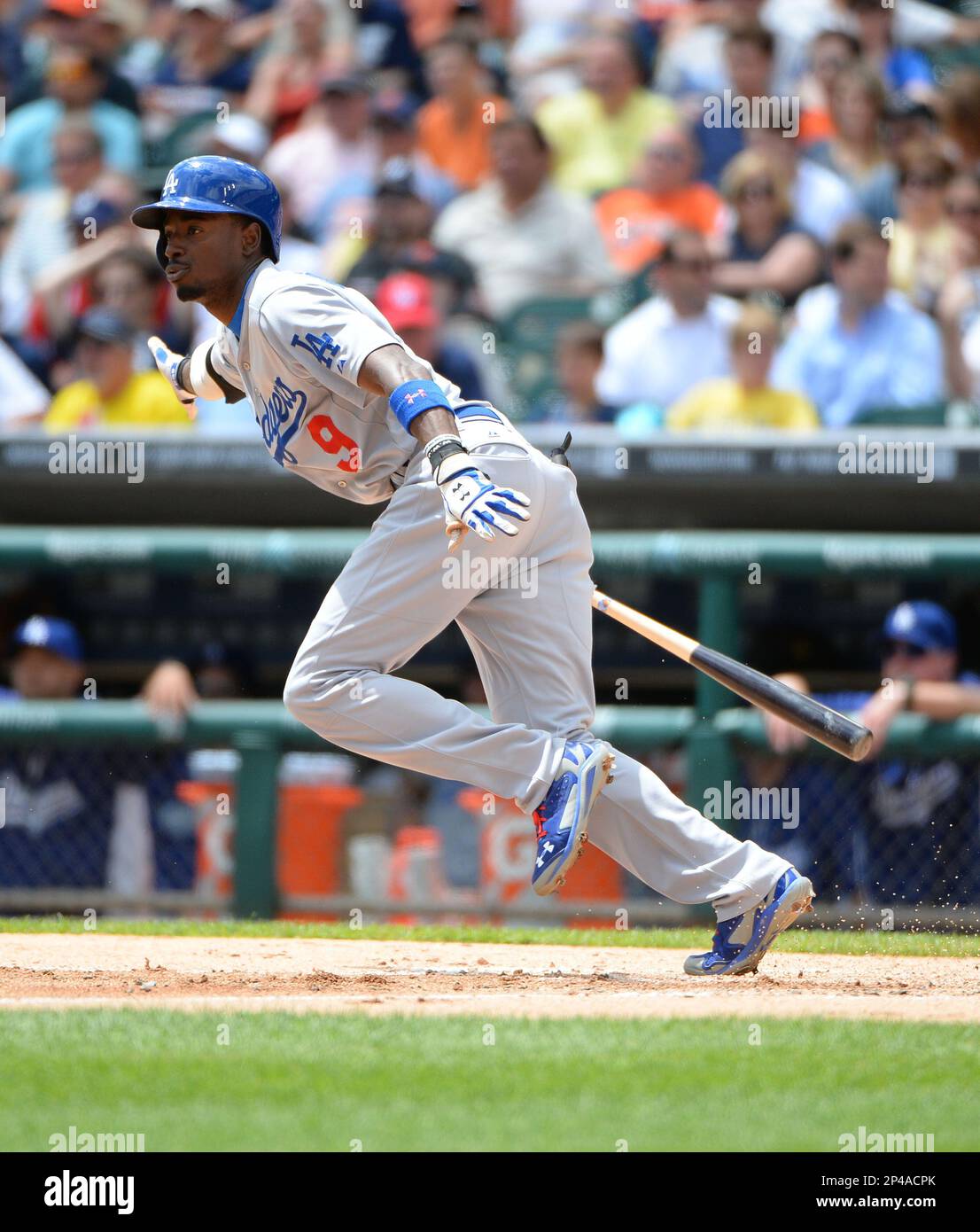 Los Angeles Dodgers Dee Gordon (9) during a game against the Detroit ...