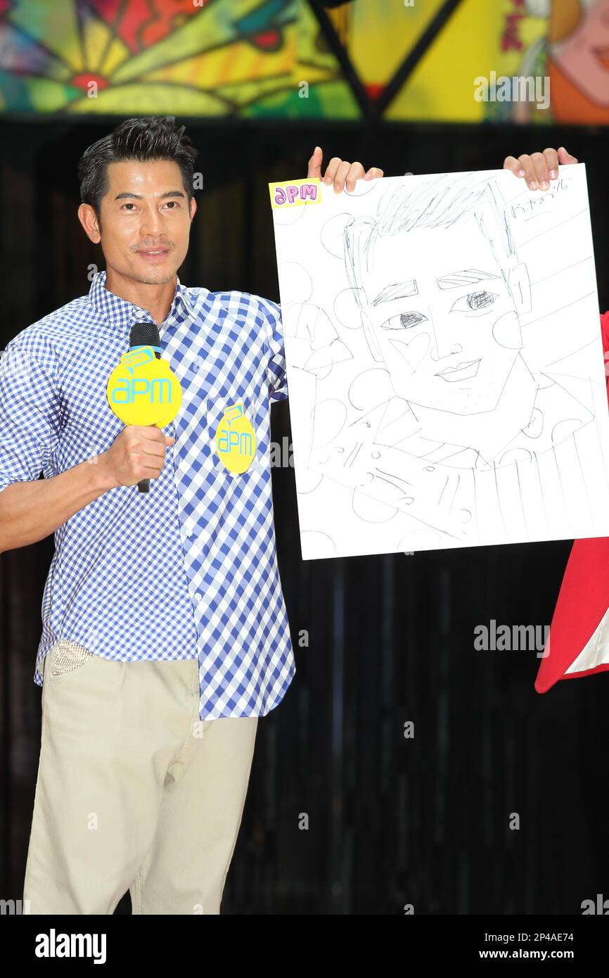 Singer and actor Aaron Kwok attends Romero Britto art activity in Hong ...