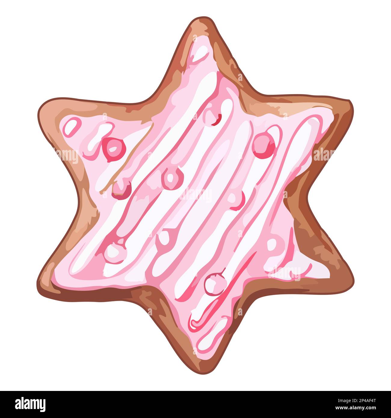 Watercolor pink six-pointed star ginger biscuit isolated vector Stock ...
