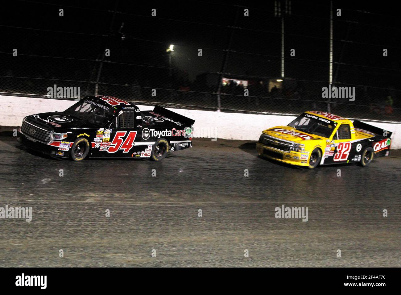 Darrell Wallace Jr (54) and Kyle Larson (32) during the NASCAR Truck ...