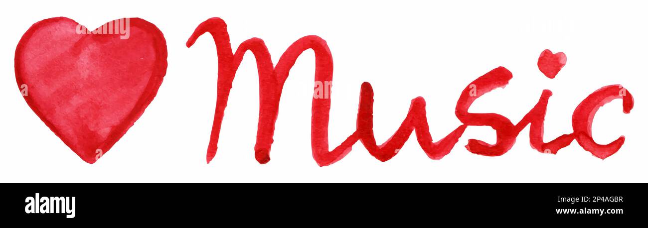 Love music heart lettering word isolated vector Stock Vector Image ...