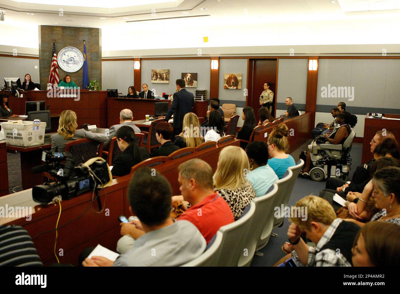 People listen to the sentencing hearing of Jason Griffith at the ...