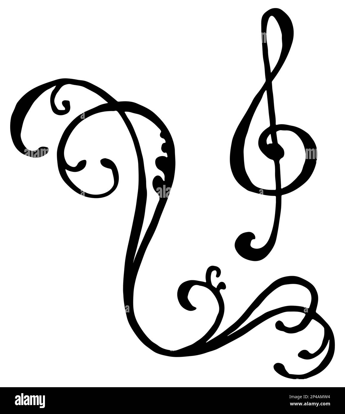 Swirl whirl treble clef key hand drawn doodle isolated vector Stock ...