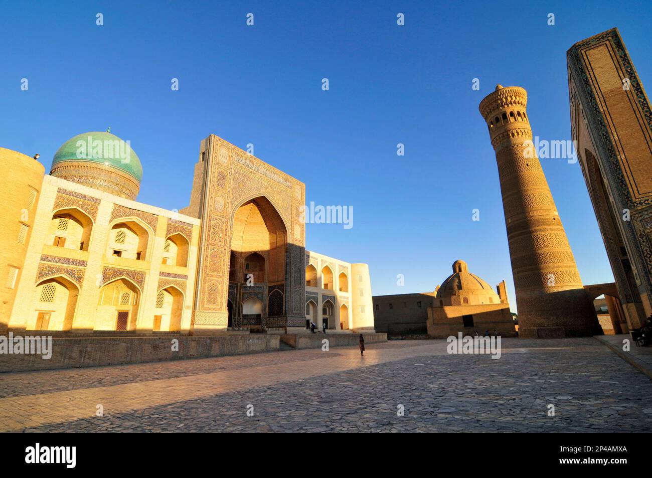 The beautiful Kalan mosque in the old city of Bukhara, Uzbekistan Stock ...