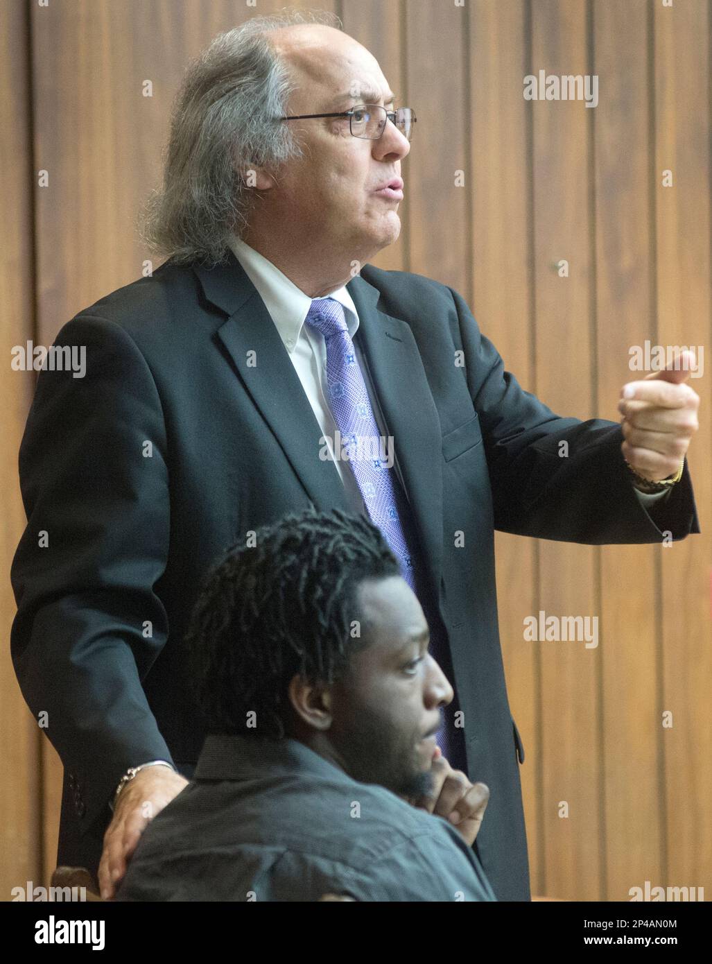 Defense attorney James Piazza addresses the jury Tuesday, July 22, 2014 ...