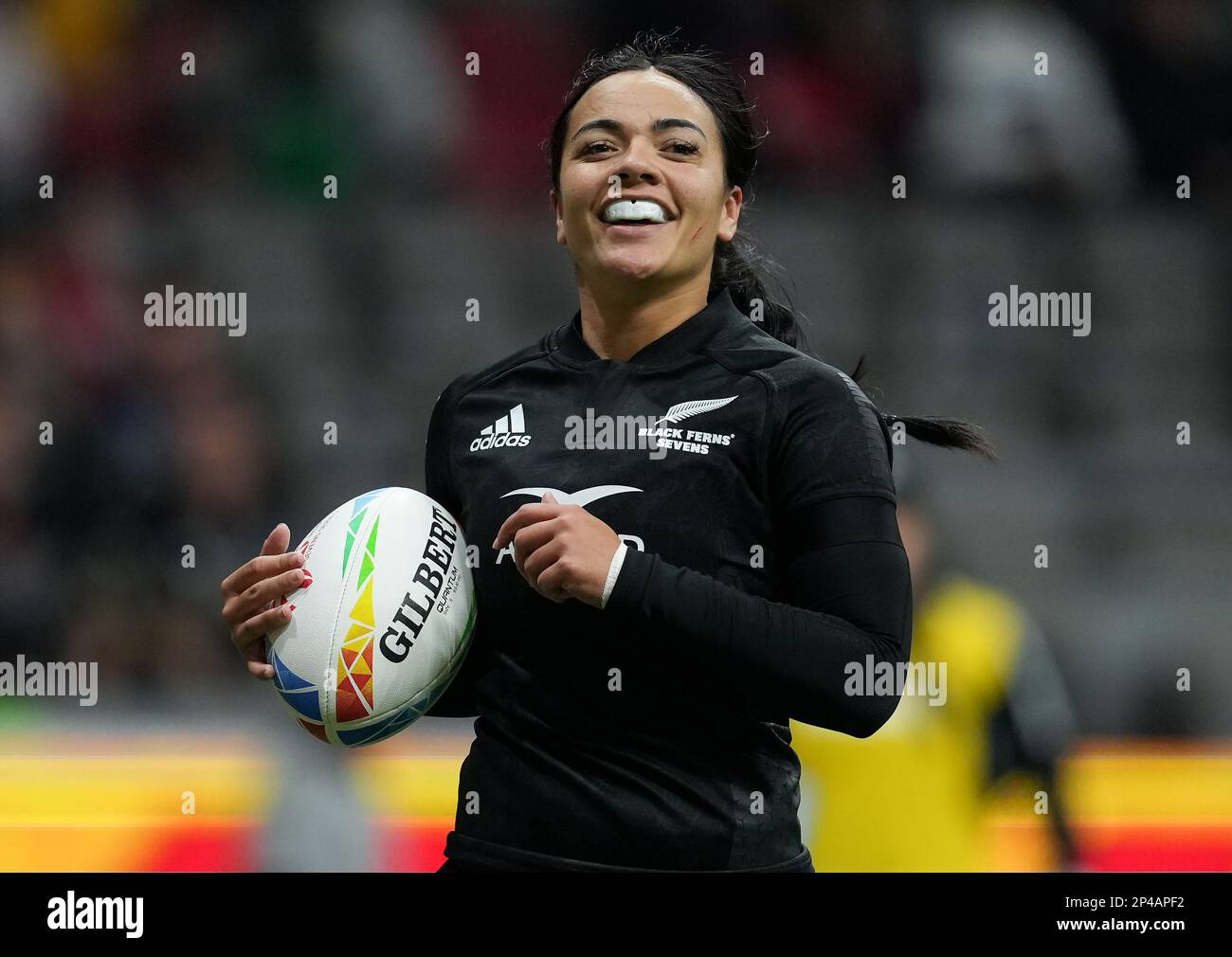 New Zealand's Stacey Waaka celebrates her try against Australia during ...