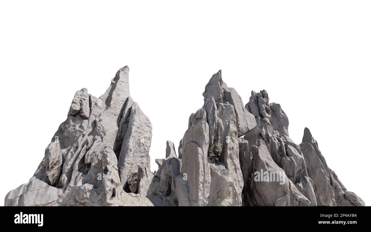 3D illustration spiky rocks Isolated on white background Stock Photo ...