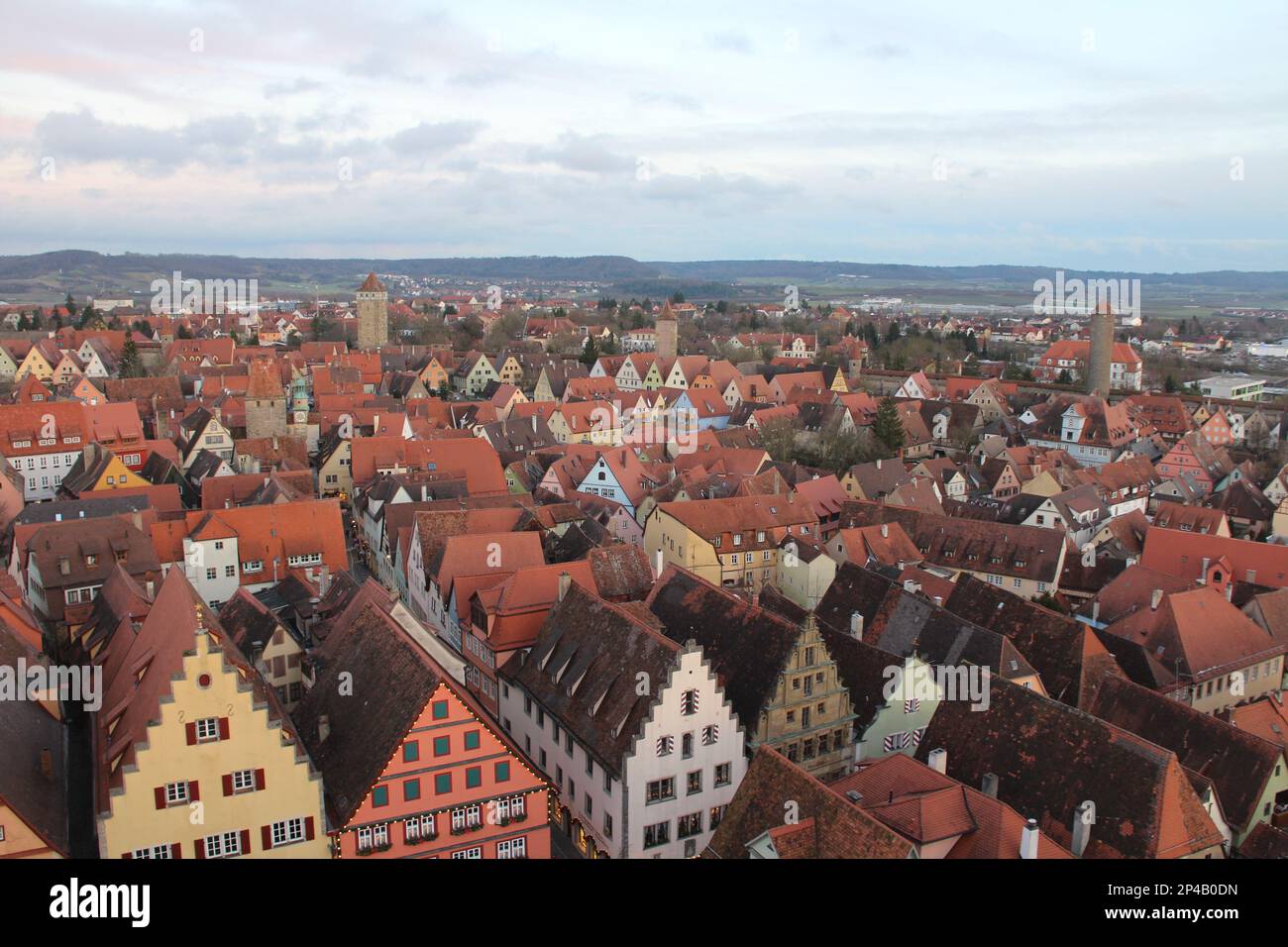Panorama view of the old town in Rothenburg ob der Tauber, Germany ...