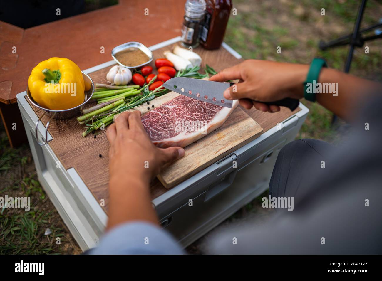 Selective focus Wagyu beef while cooking steak Stock Photo - Alamy
