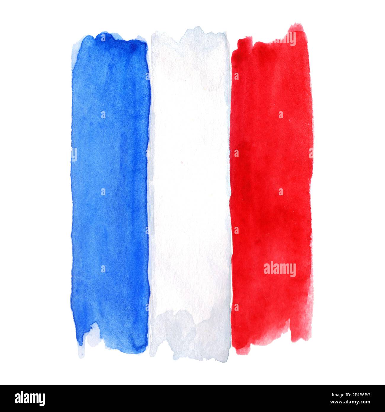 Watercolor France French flag 3 three color isolated Stock Photo - Alamy