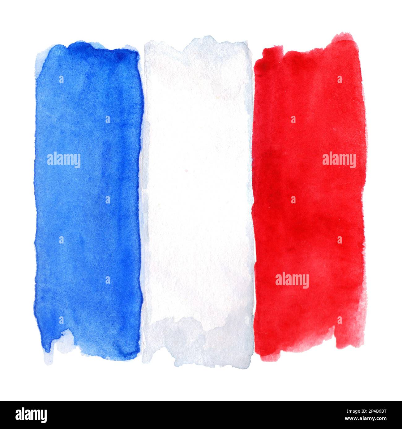 Watercolor France French flag 3 three color isolated Stock Photo - Alamy
