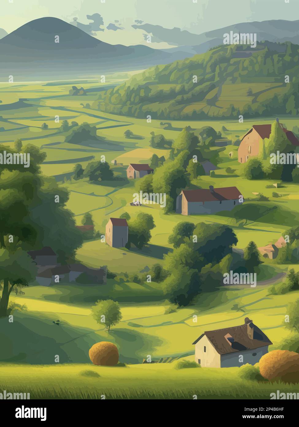 Nature landscape morning aerial Stock Vector Images - Alamy