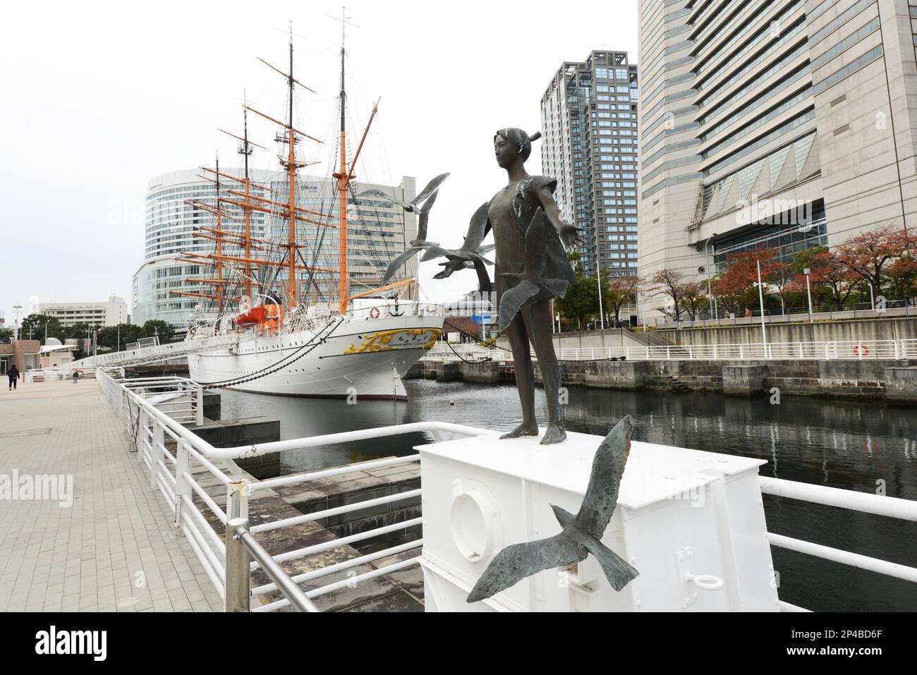 The 1930 Nippon Maru Yokohama museum ship at the Yokohama harbor, Japan ...