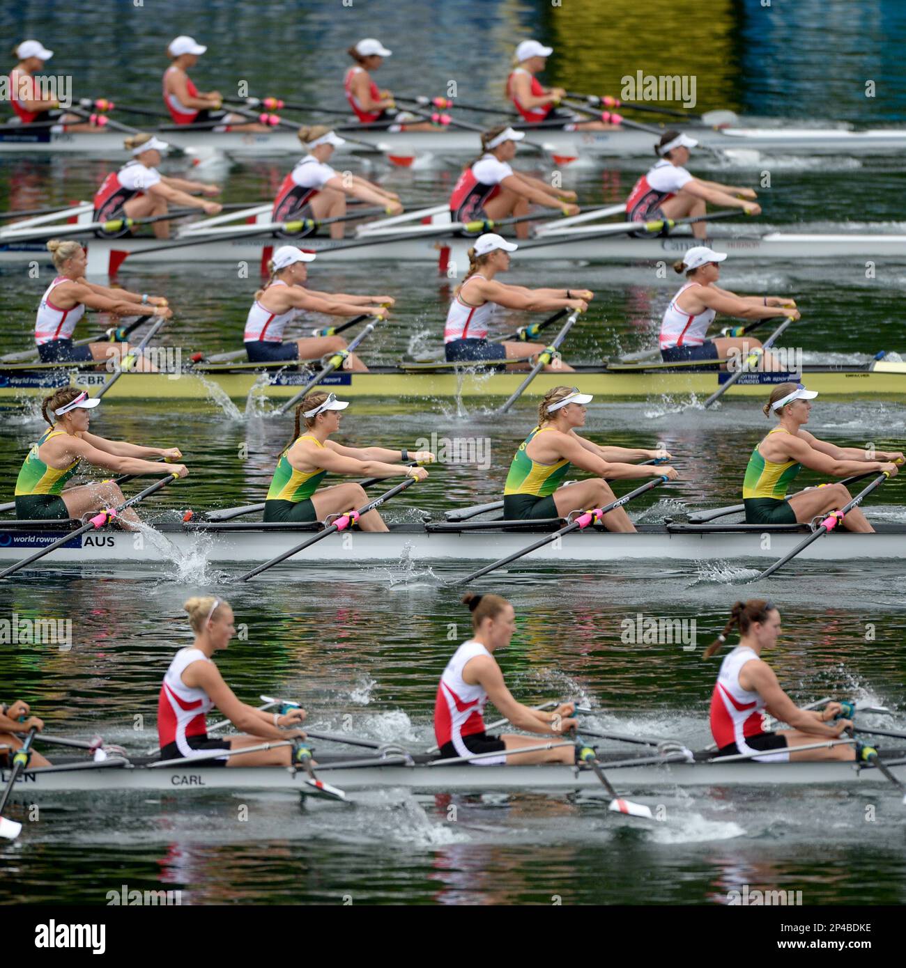 The rowing teams of Danmark, Australia, Great Britain, Canada and ...
