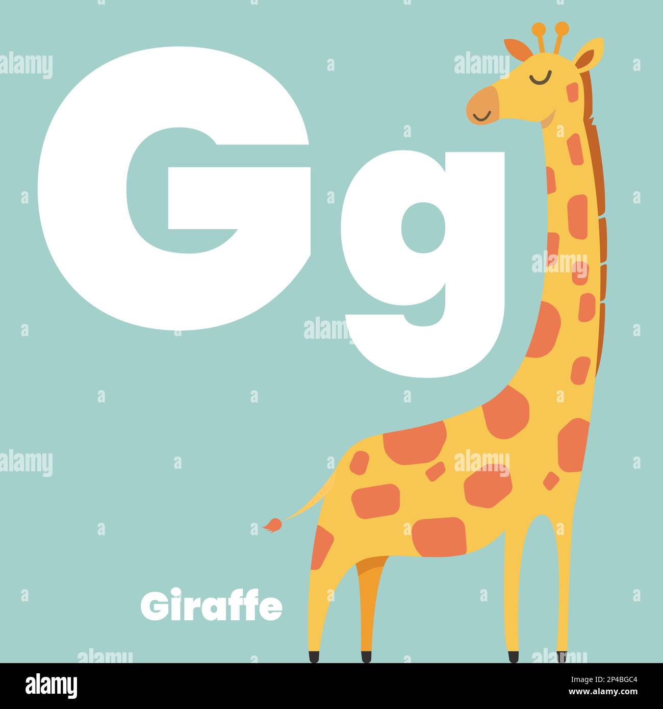 Cute children ABC alphabet flashcard words with the letter G for kids ...