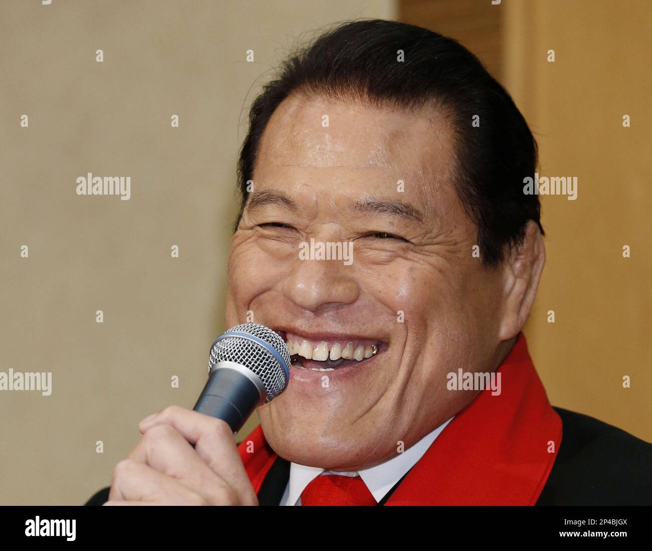 In this Sunday, July 7, 2014 photo, Kanji "Antonio" Inoki, pro ...