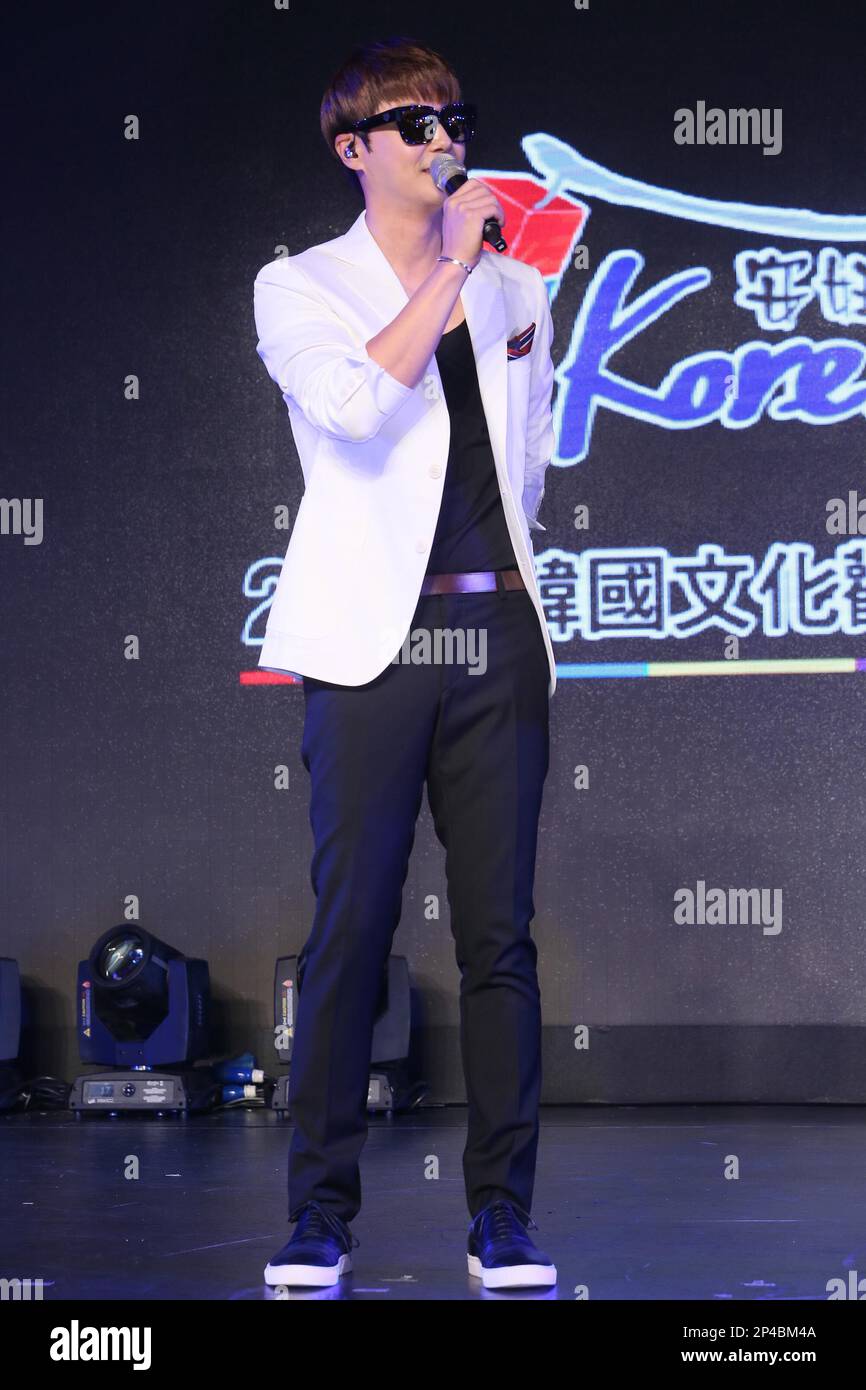 Shin Hyesung of South Korea boy band Shinhwa performs on stage during a ...