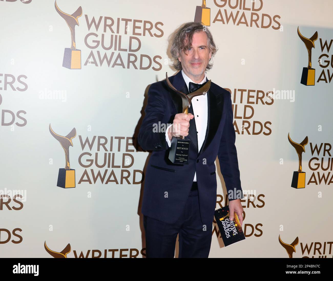 Brett Morgen arrives at The 2023 Writers Guild Awards Press Room held ...