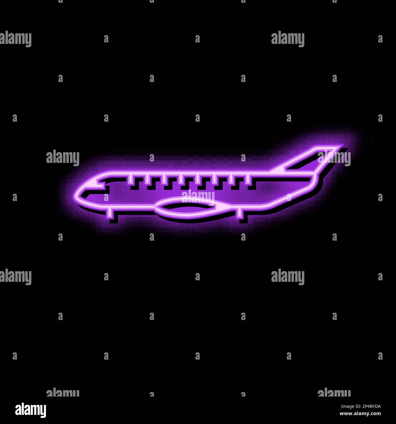 business jet airplane aircraft neon glow icon illustration Stock Vector ...