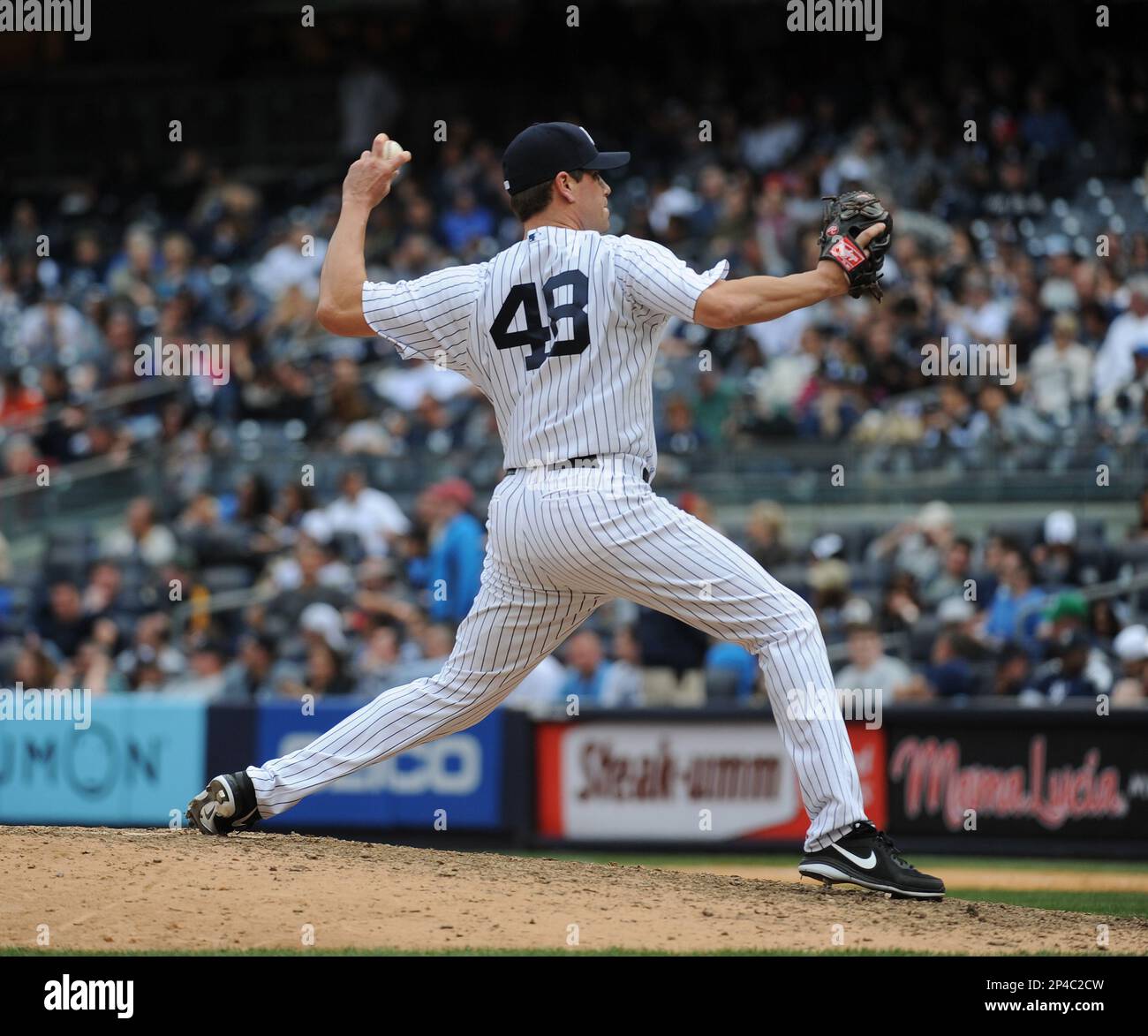 New York Yankees pitcher Matt Thornton (48) during game against the Los ...