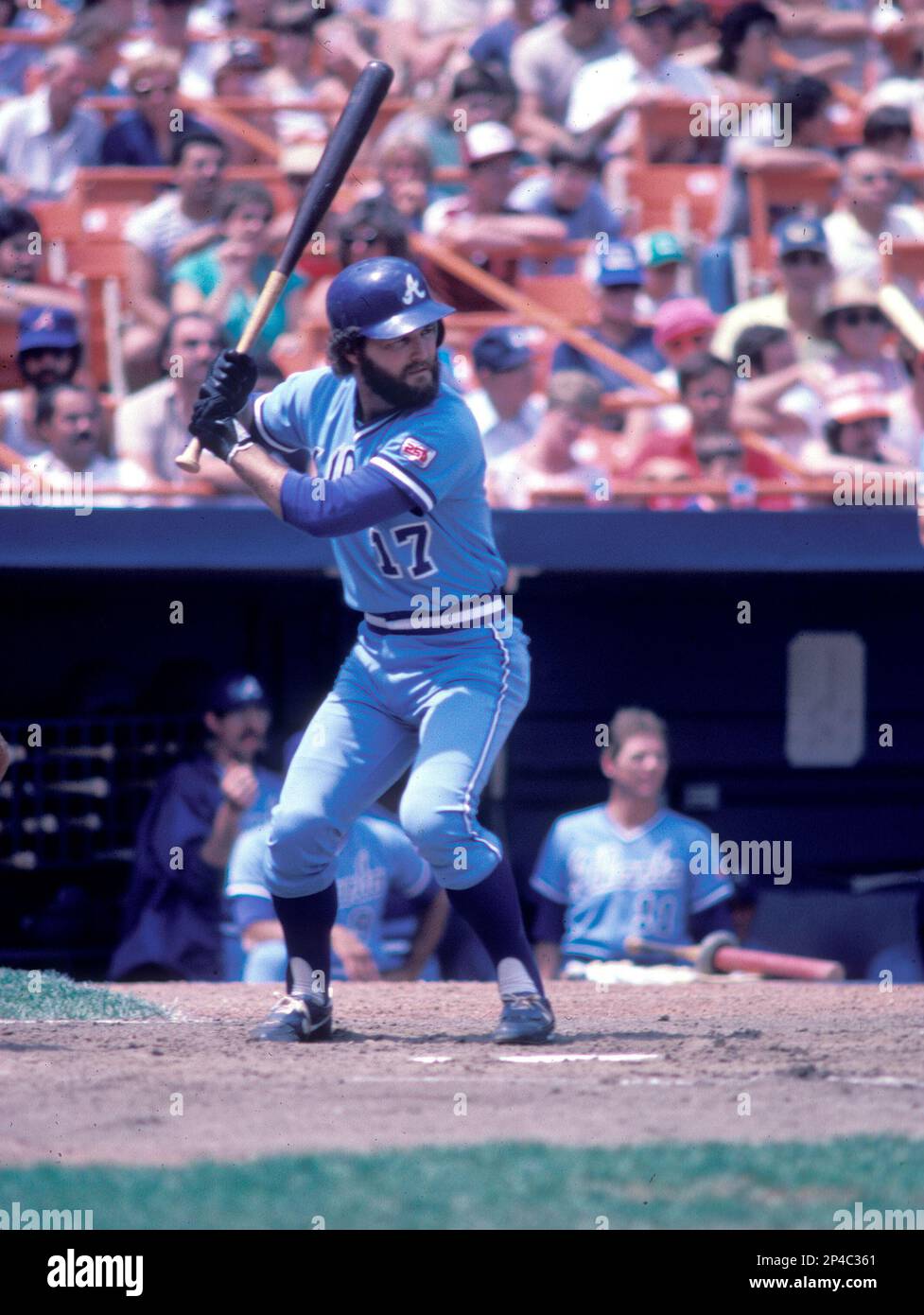 Atlanta Braves Glenn Hubbard (17) in action during a game from his 1983 ...