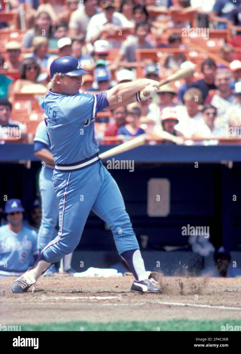 Atlanta Braves Bob Horner (5) in action during a game from his 1985 ...